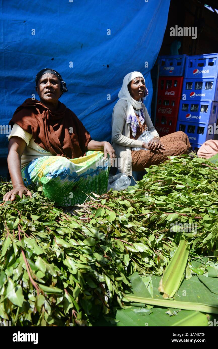 Khat market in Woliso, Ethiopia Stock Photo - Alamy