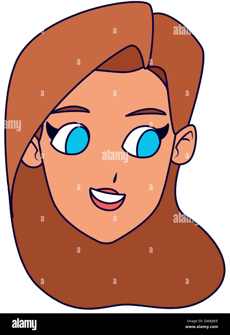 Cute woman face smiling icon Stock Vector Image & Art - Alamy