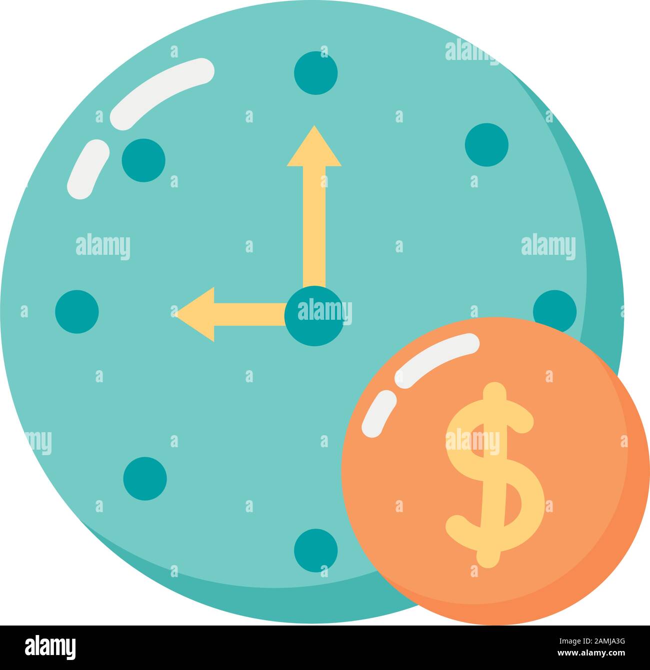 coin money dollar with time clock Stock Vector Image & Art - Alamy