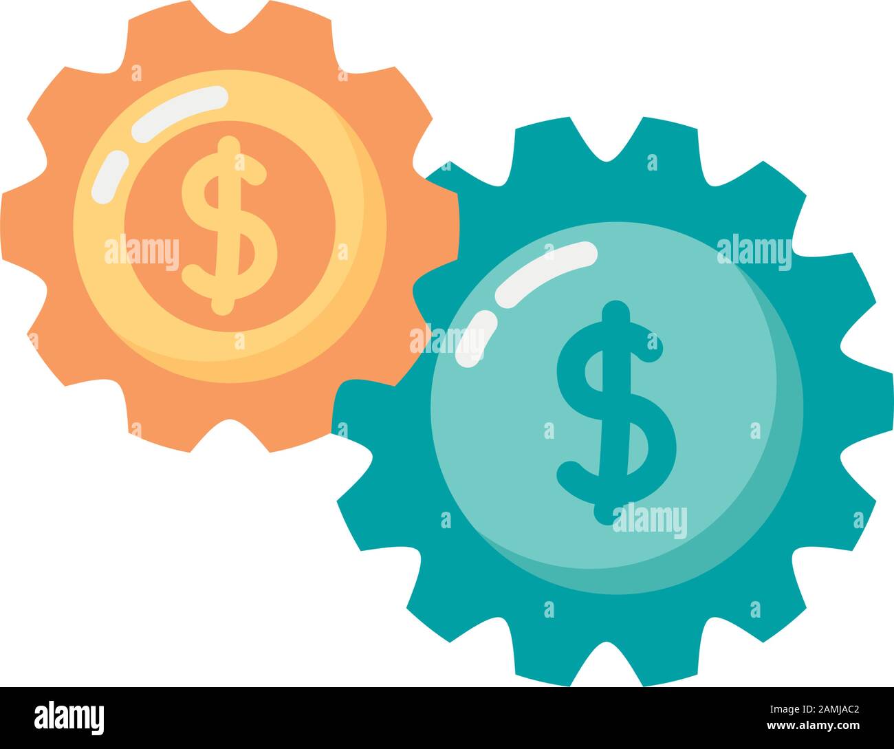 coins money dollars with gears machine Stock Vector Image & Art - Alamy