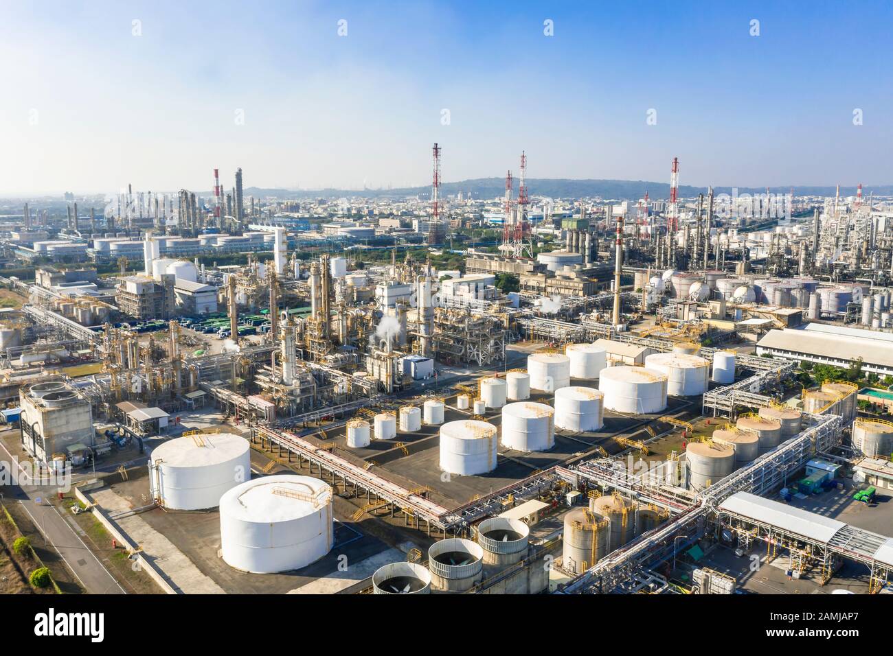 Aerial view of industrial area with chemical plant Stock Photo - Alamy