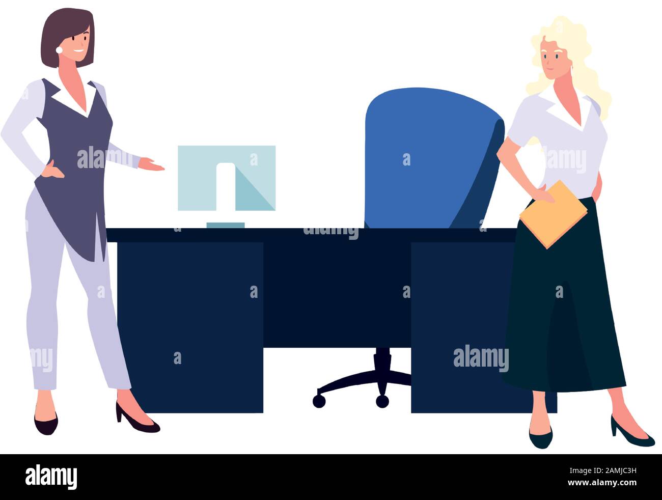 businesswomen in the work office on white background vector ...