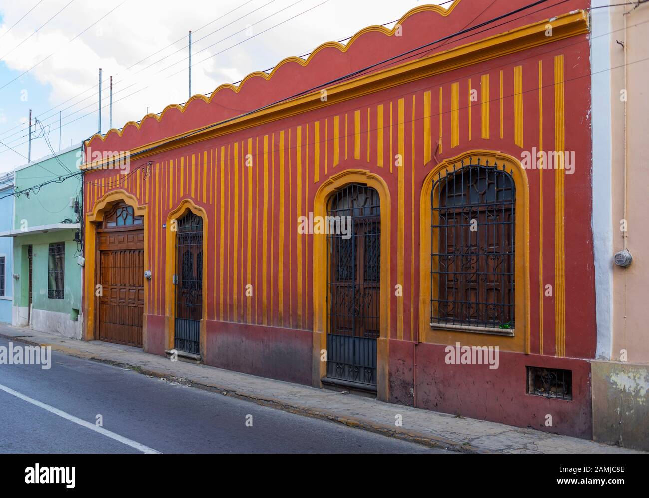 Colorful Art Deco and traditional houses and buildings in Merida ...