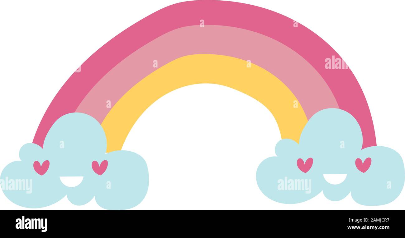 cute rainbow with cloud kawaii Stock Vector Image & Art - Alamy