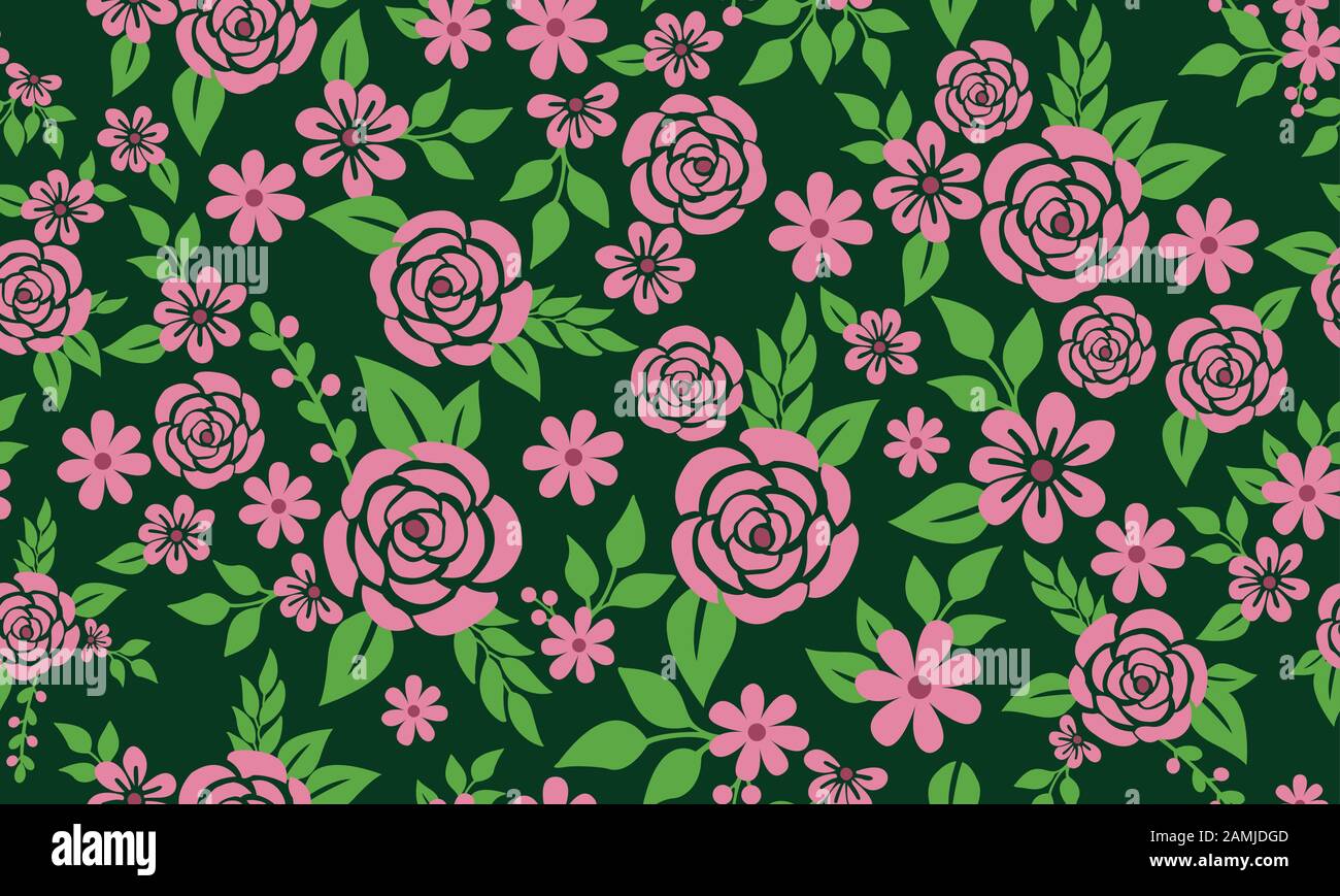 Beauty of pink rose flower pattern background for valentine, with leaf and flower concept Stock ...