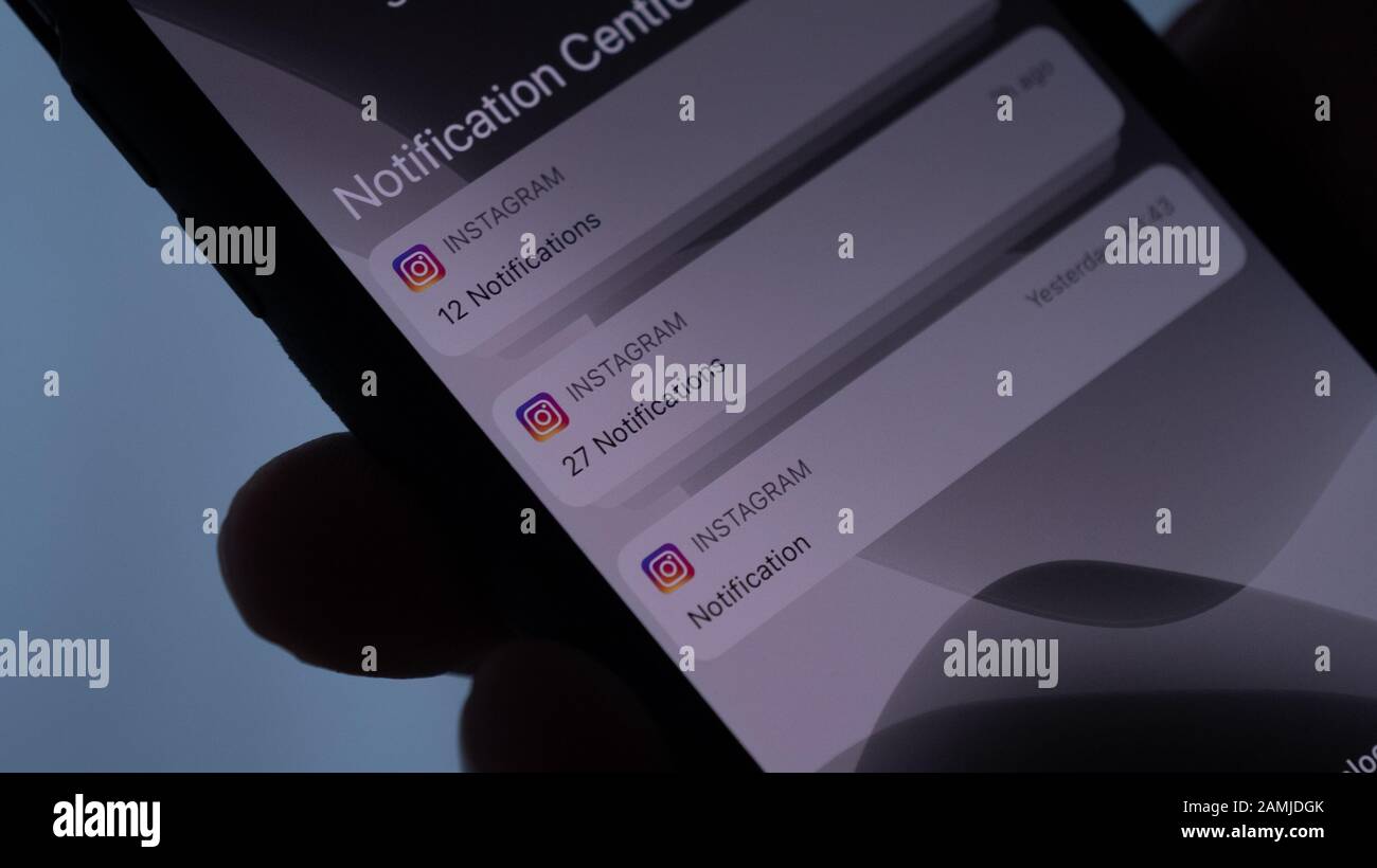 Group of Instagram Social Media Notification Banners on Black Apple ...
