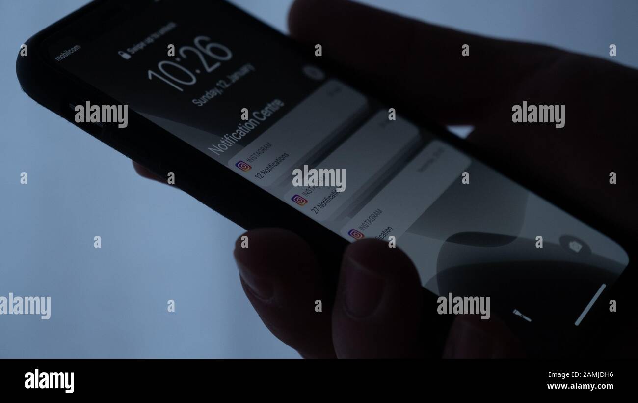 Group of Instagram Social Media Notification Banners on Black Apple ...