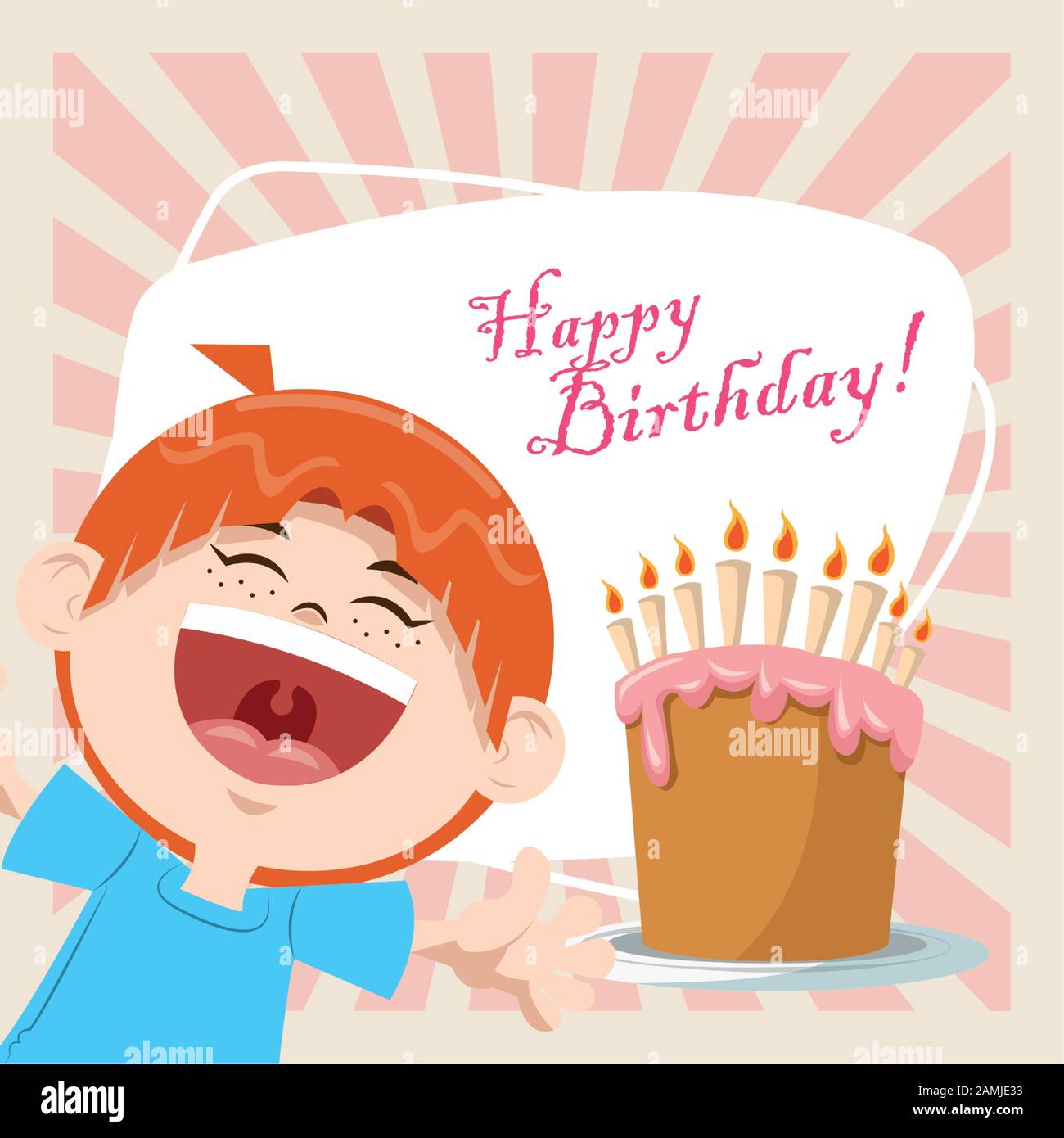 happy birthday celebration party smiling boy with sweet cake and ...