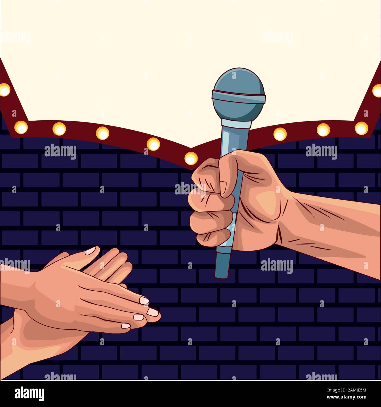 hand with microphone applause billboard stand up comedy show Stock ...