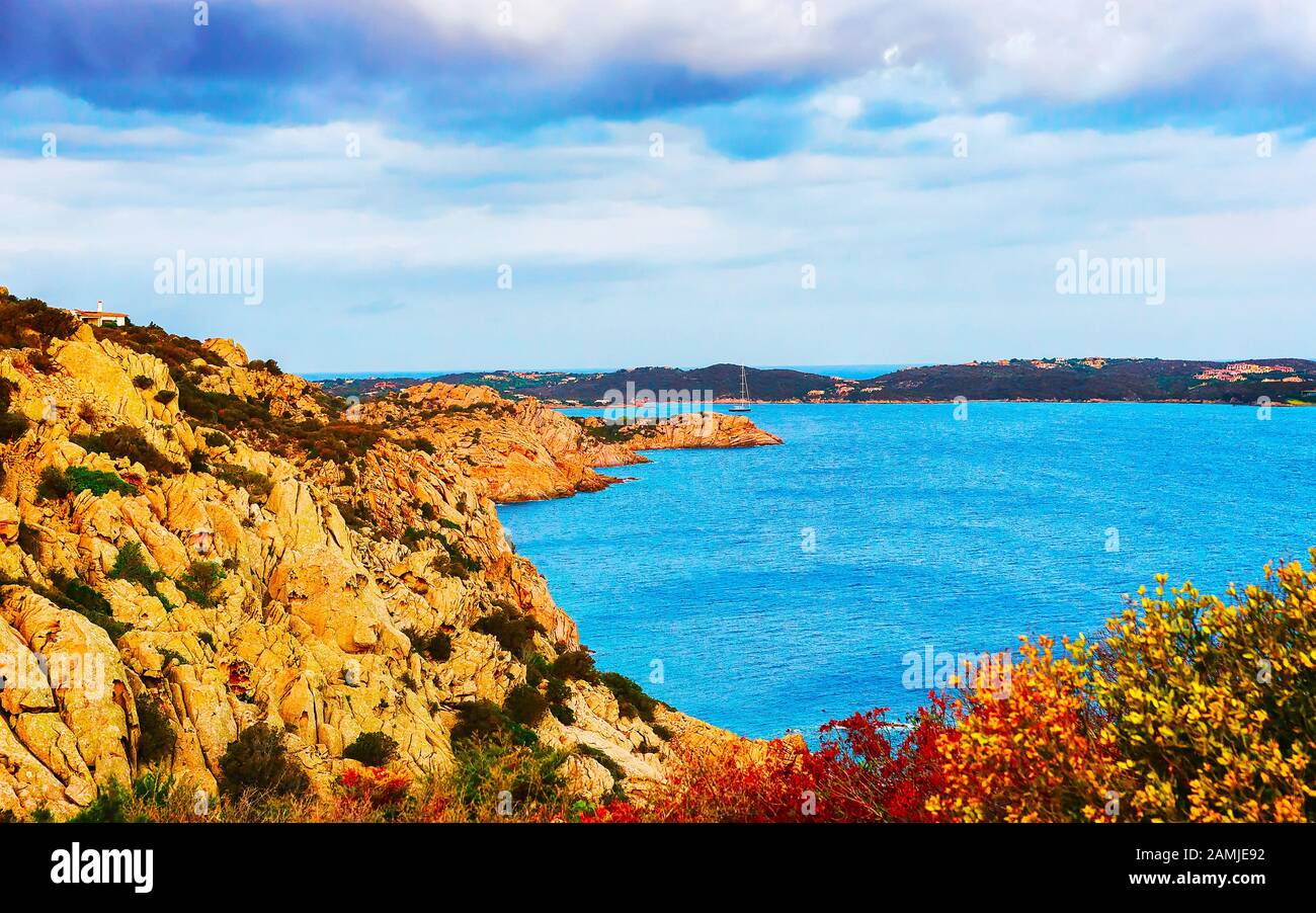 Nature of Capo Ferro on Costa Smeralda Sardinia reflex Stock Photo - Alamy