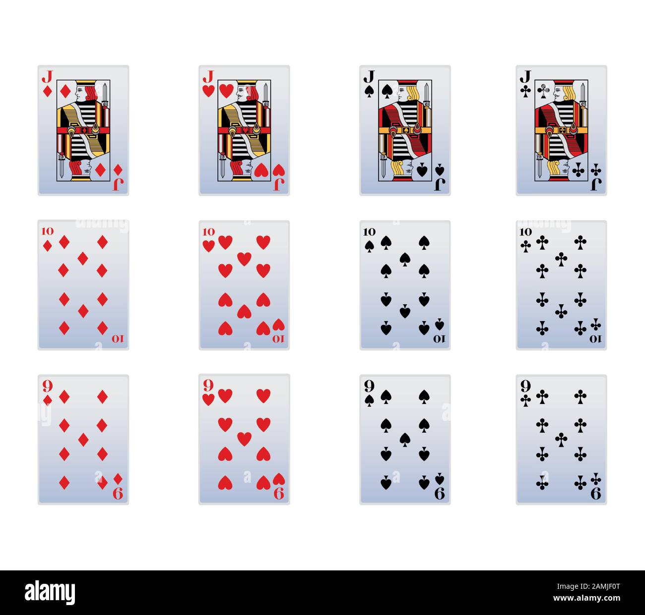 Jack, ten and nine of all suits cards icon Stock Vector Image & Art - Alamy