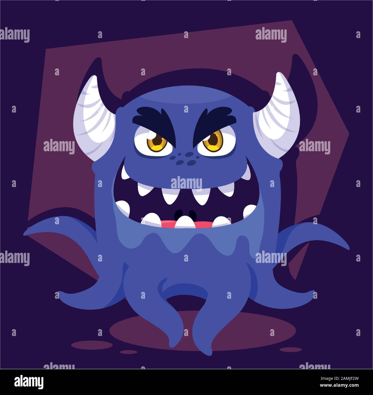 alien monster for halloween, angry monster vector illustration design ...