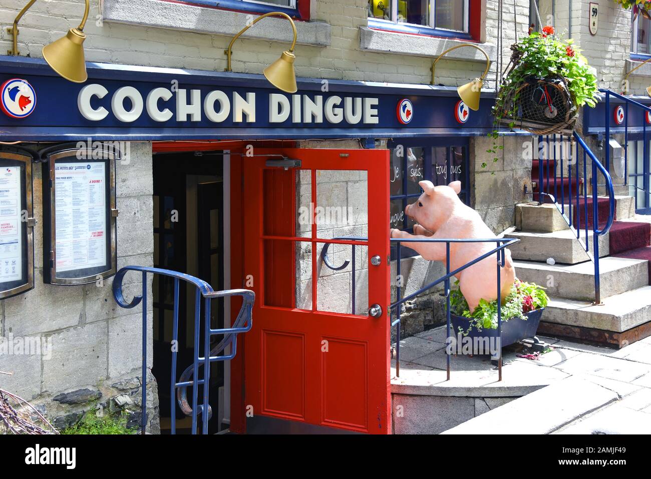 Quebec City, Canada - August 12, 2019: Le Cochon Dingue (The Crazy Pig ...