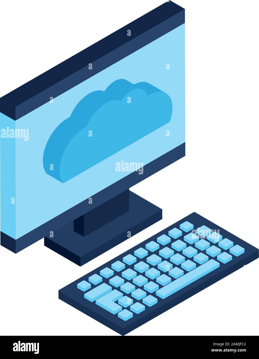 desktop with cloud computing icon Stock Vector Image & Art - Alamy