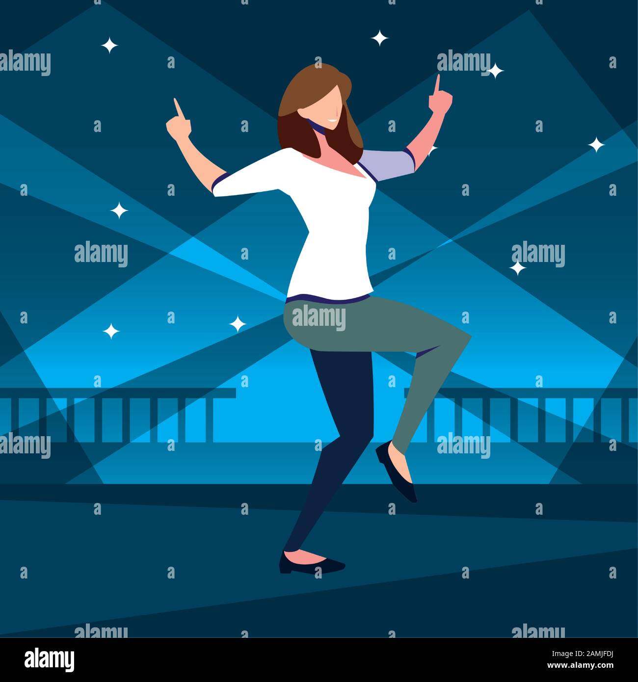young woman dancing in nightclub vector illustration design Stock ...