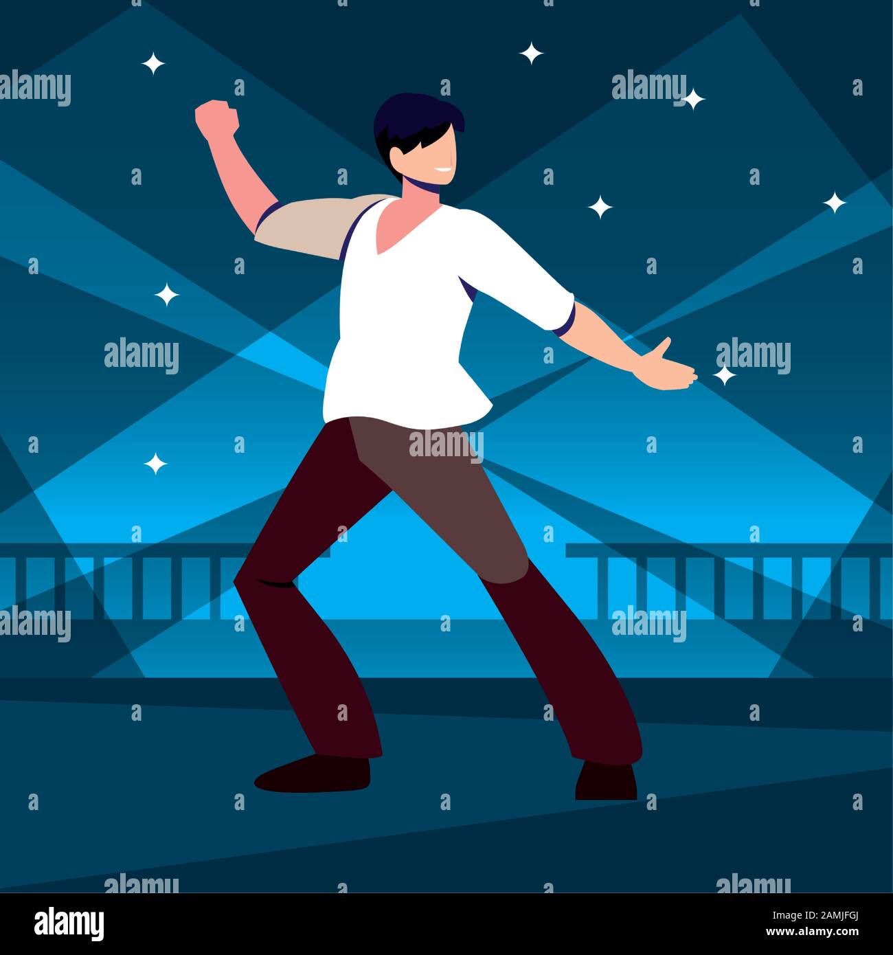 young man dancing in nightclub vector illustration design Stock Vector ...