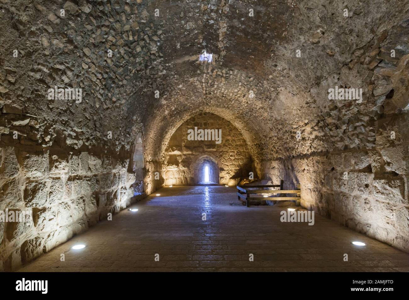 Interior of Ajloun Castle, Mountain fortress, Ajloun, also Ajlun, high ...