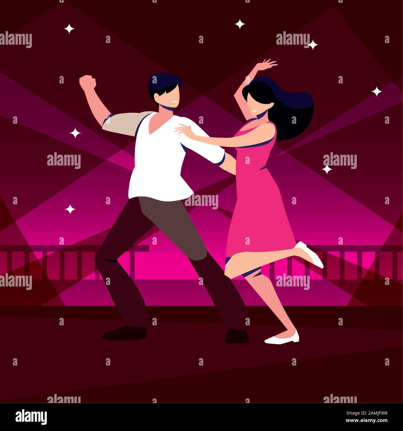 Couple dancing in night club Stock Vector Images - Alamy