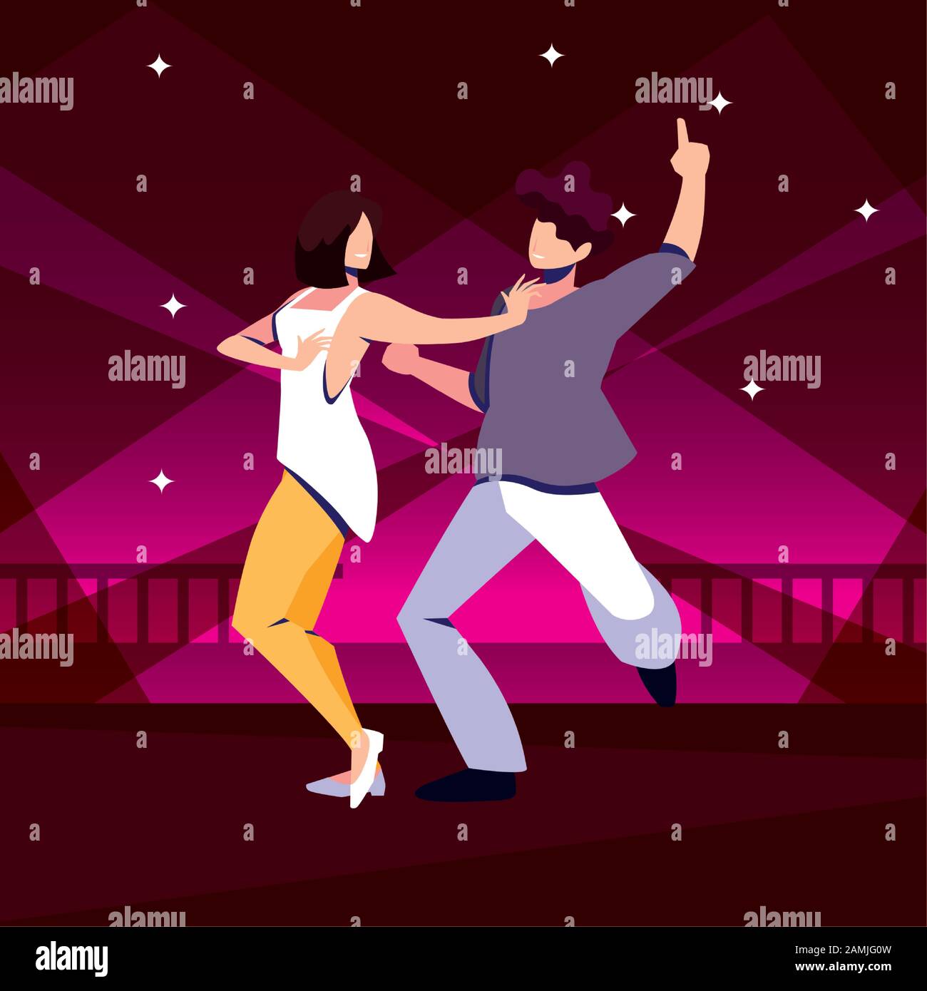 couple of people dancing in nightclub vector illustration design Stock ...