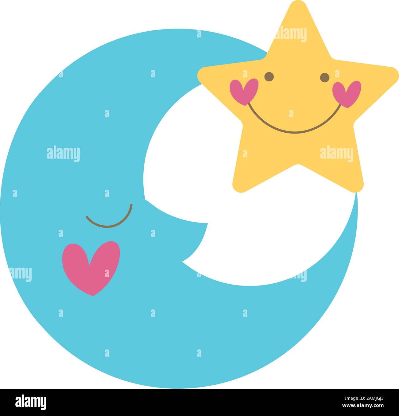 cute moon kawaii comic character Stock Vector Image & Art - Alamy