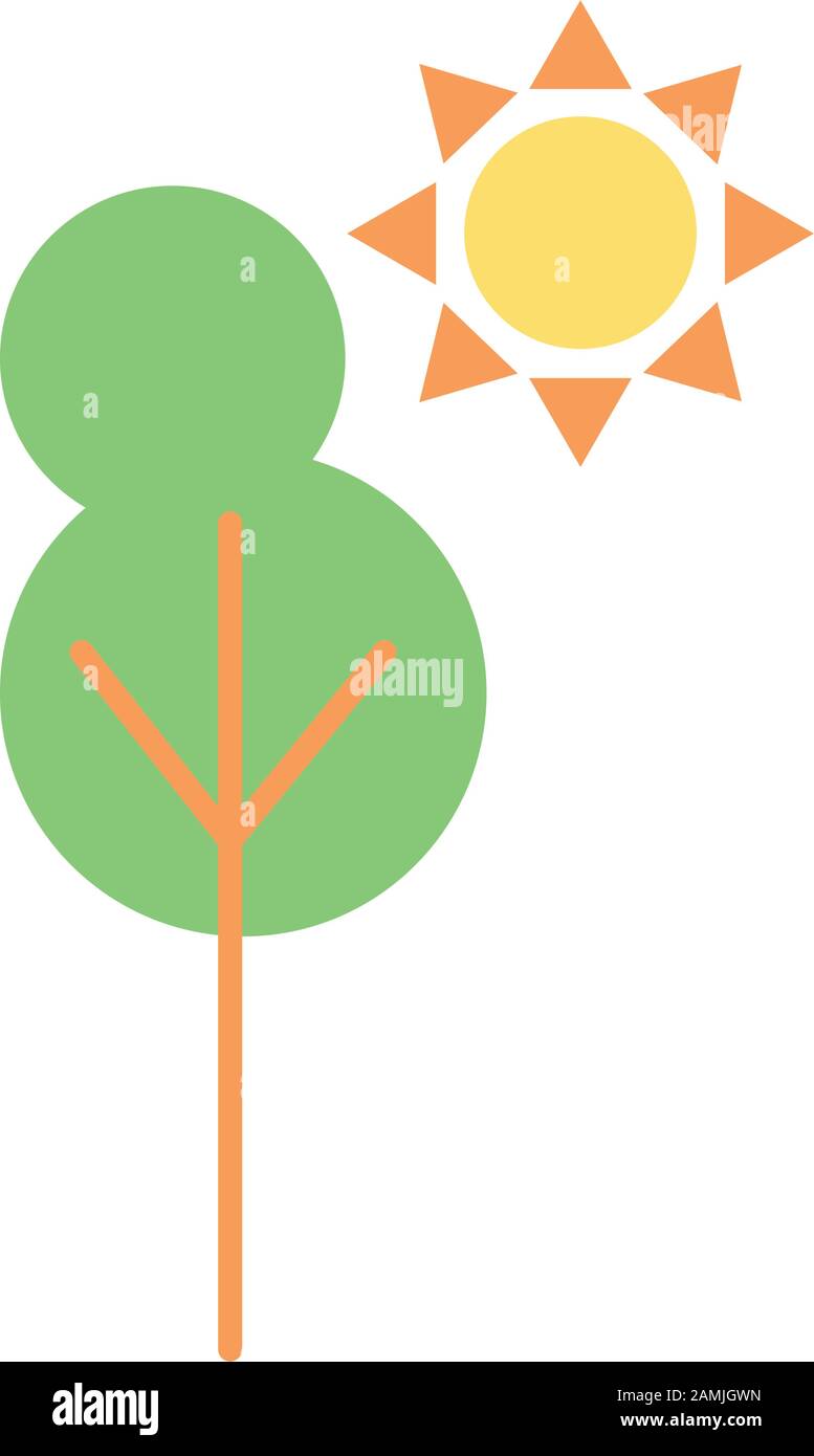 tree plant forest with sun icon Stock Vector Image & Art - Alamy