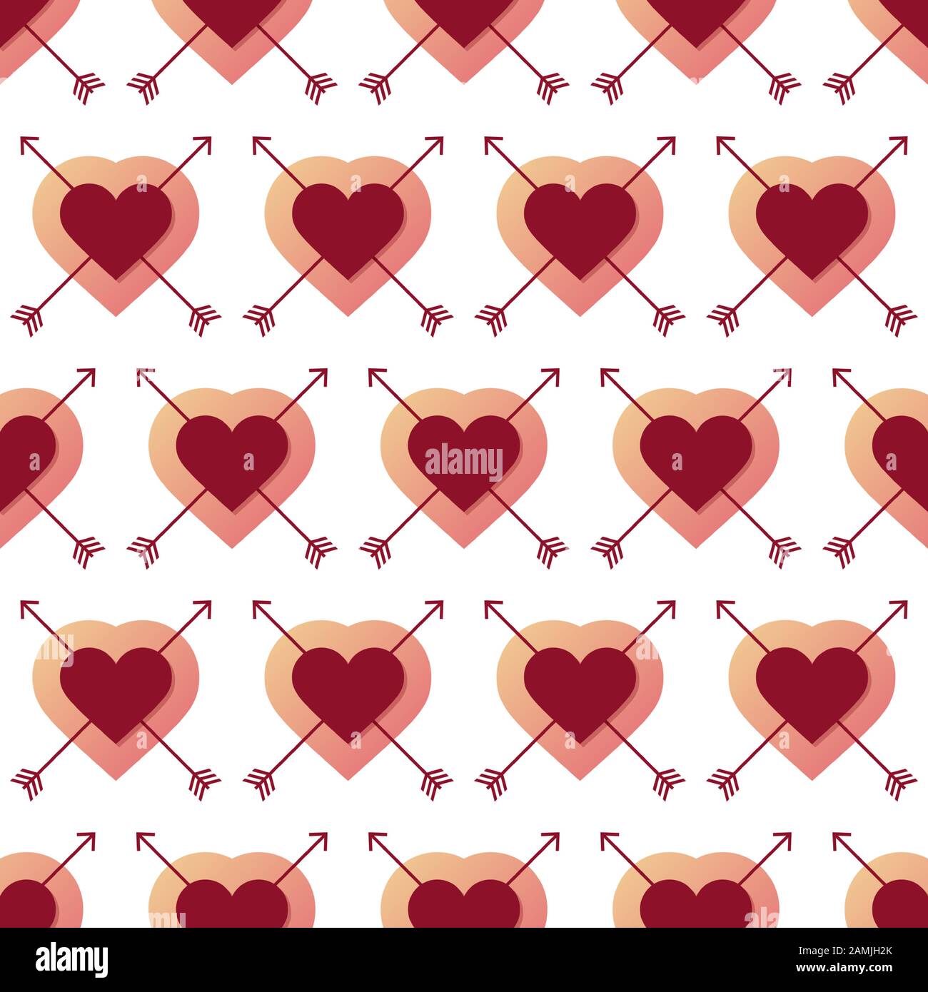 Heart and arrow seamless pattern vector illustration with creative ...