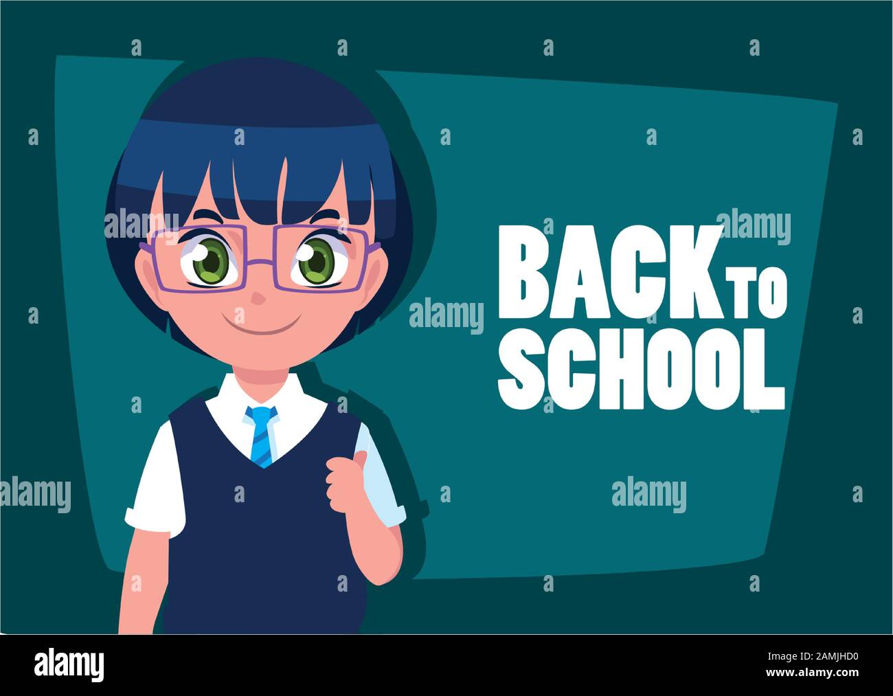 student boy with back to school label, back to school vector ...