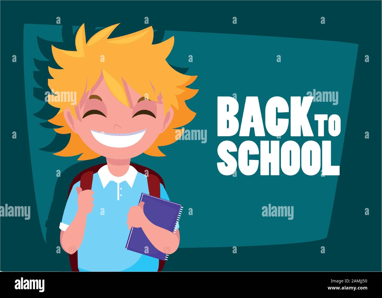 student boy with back to school label, back to school vector ...