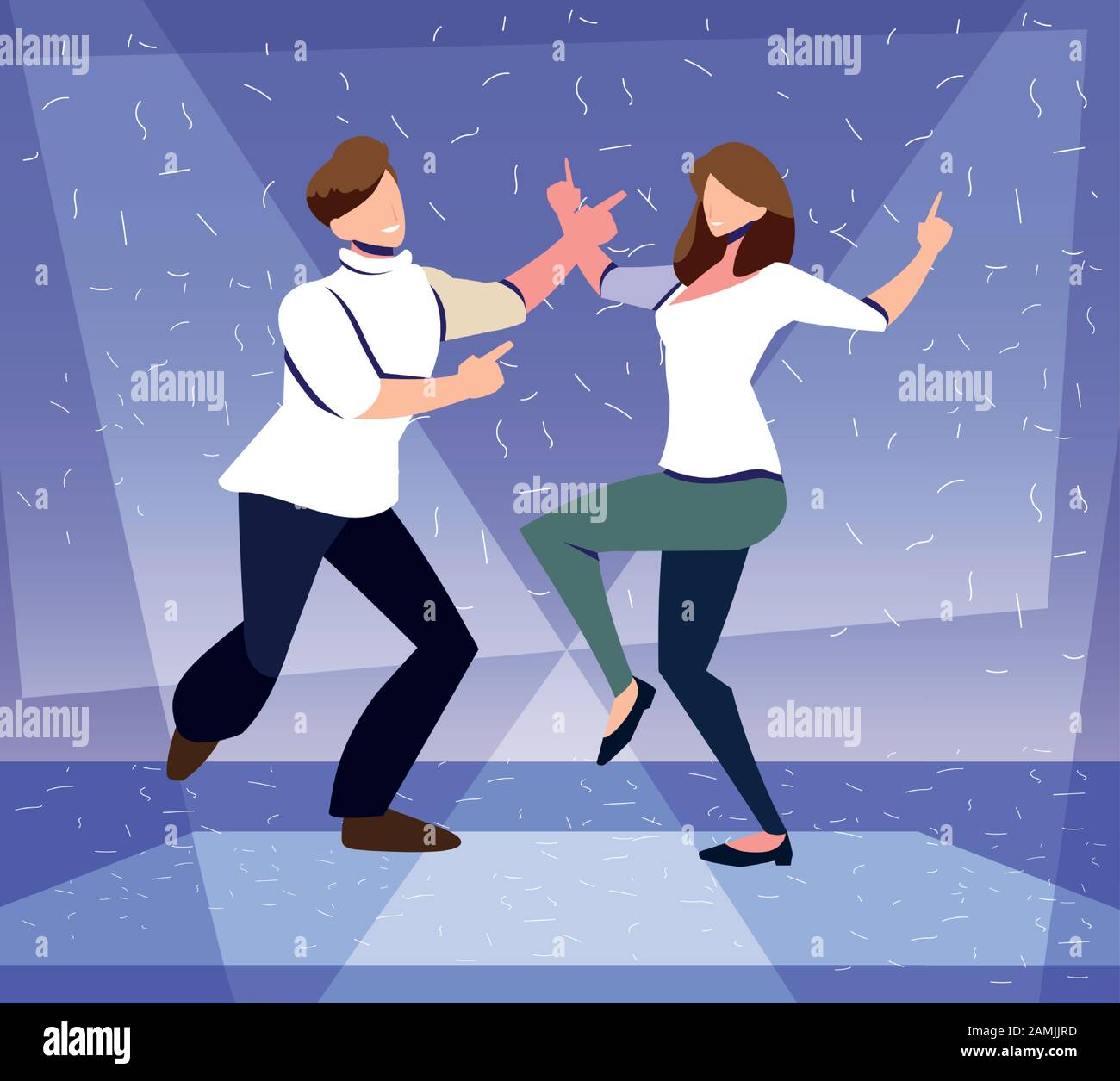 couple of people dancing in nightclub, music and nightlife vector ...