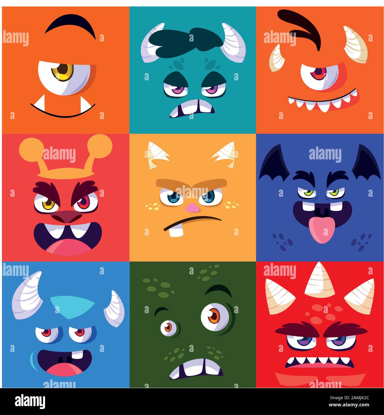 set of colorful alien monsters vector illustration design Stock Vector ...