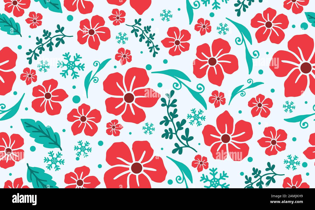 Christmas floral pattern background, with beautiful leaf and flower ...