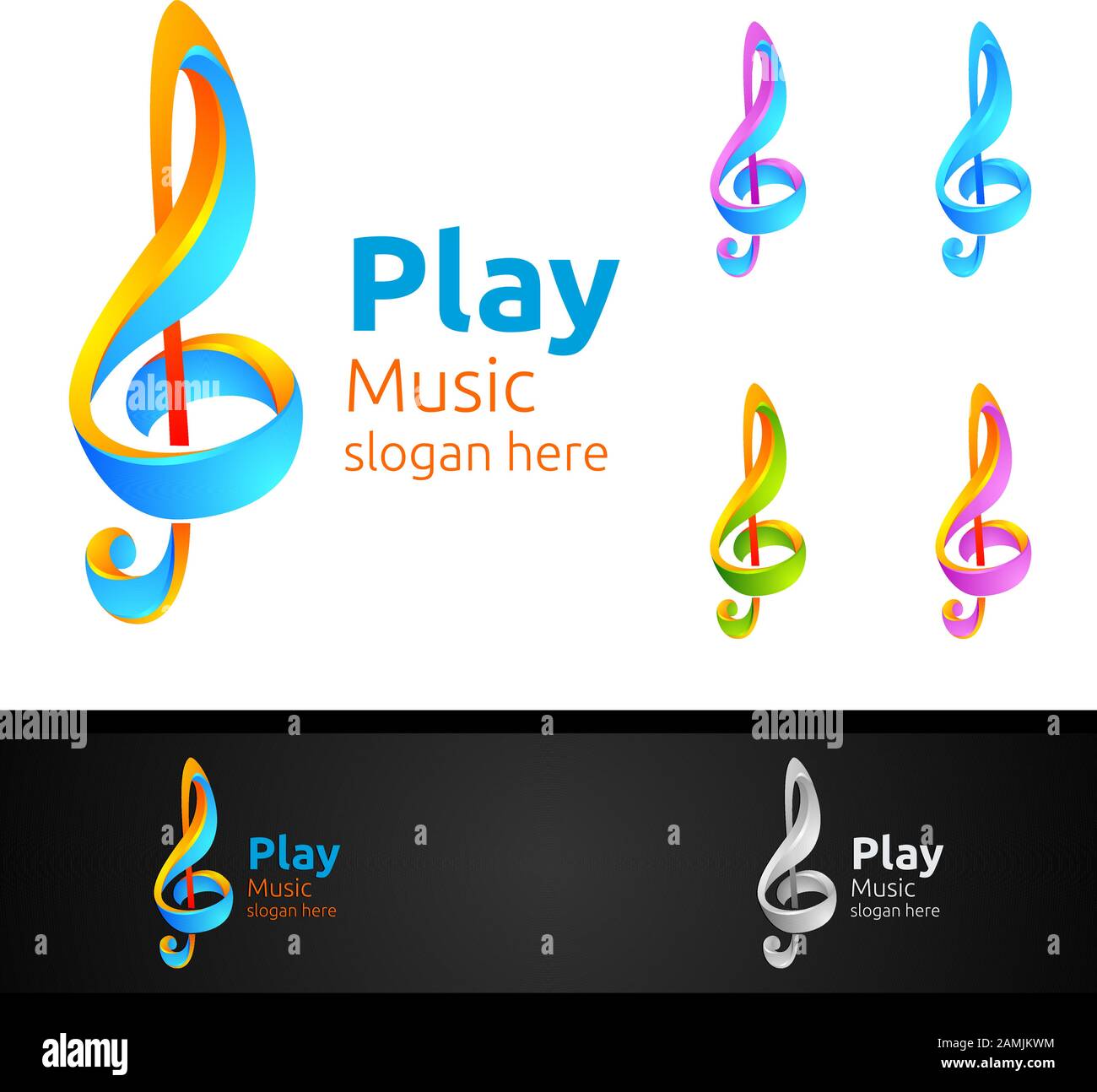 Abstract Music Logo with Note and Play Concept Stock Vector Image & Art ...