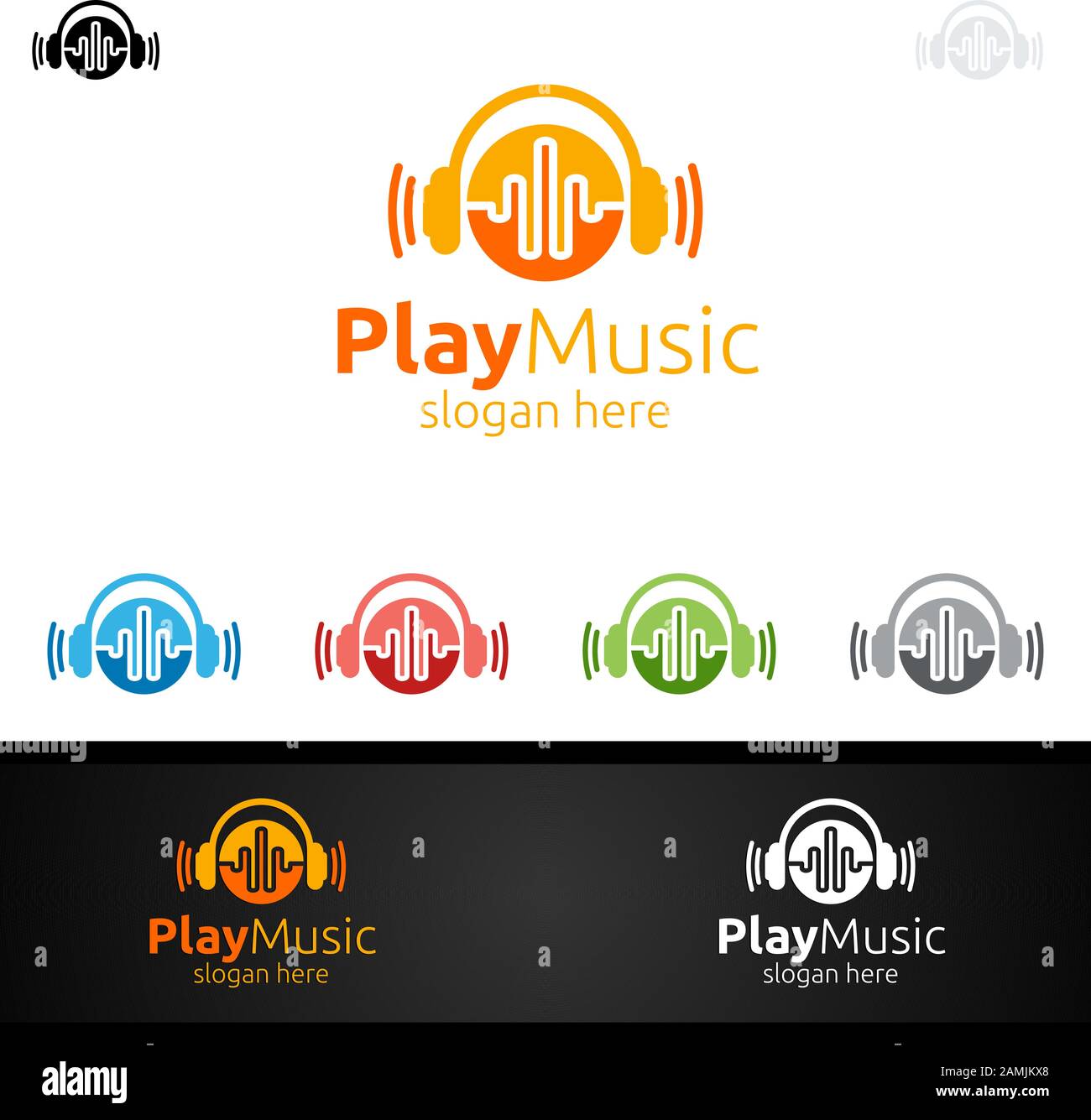 Abstract Music Logo with Note and Play Concept Stock Vector Image & Art ...