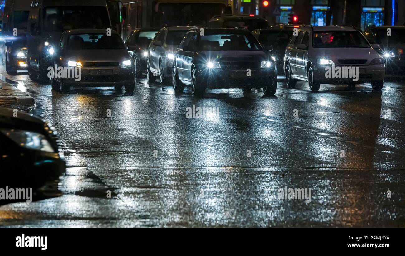 Rainy night street scene in hi-res stock photography and images - Alamy