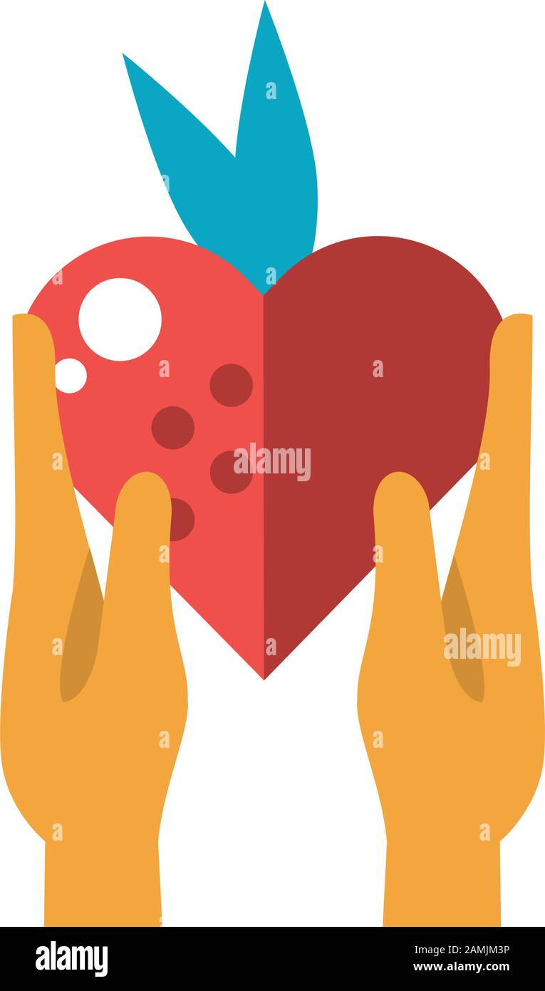 Hands With Heart Love Strawberry Stock Vector Image And Art Alamy