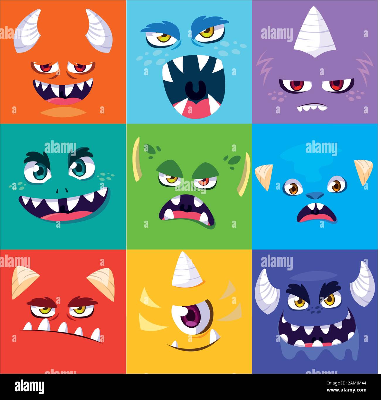 set of colorful alien monsters vector illustration design Stock Vector ...