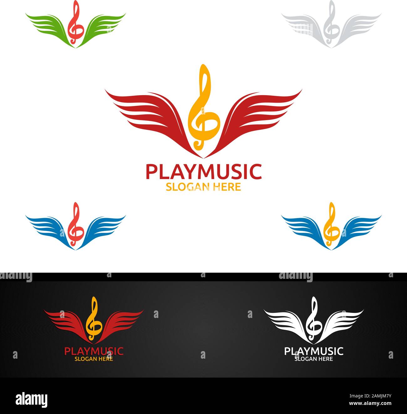 Abstract Music Logo with Note and Play Concept Stock Vector Image & Art ...