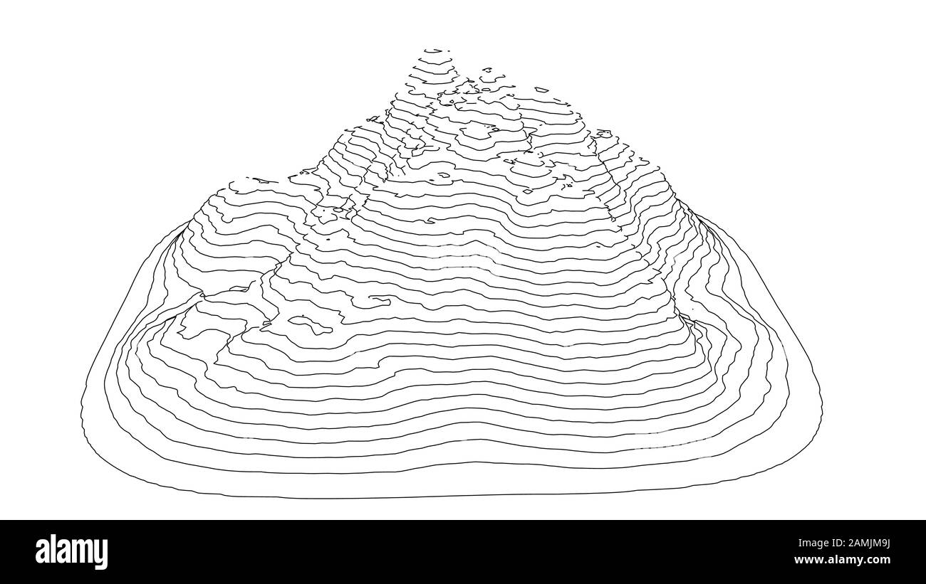 Curve lines in the shape of a part of a mountain range. Vector ...
