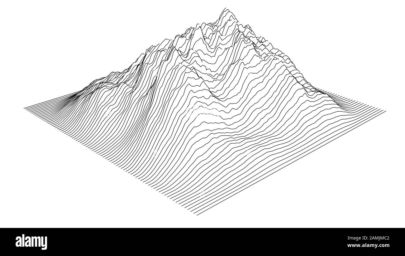 Curve lines in the shape of a part of a mountain range. Vector ...