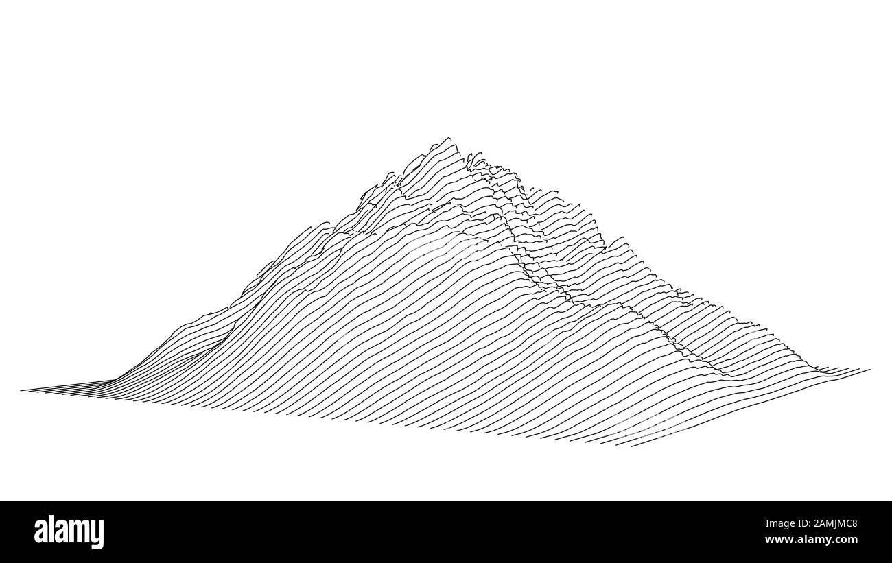 Curve lines in the shape of a part of a mountain range. Vector ...