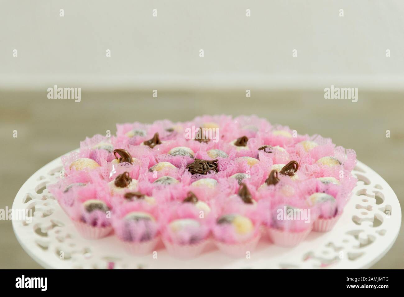Trays with many anniversary sweets typical of Brazil. Delicious sweets ...
