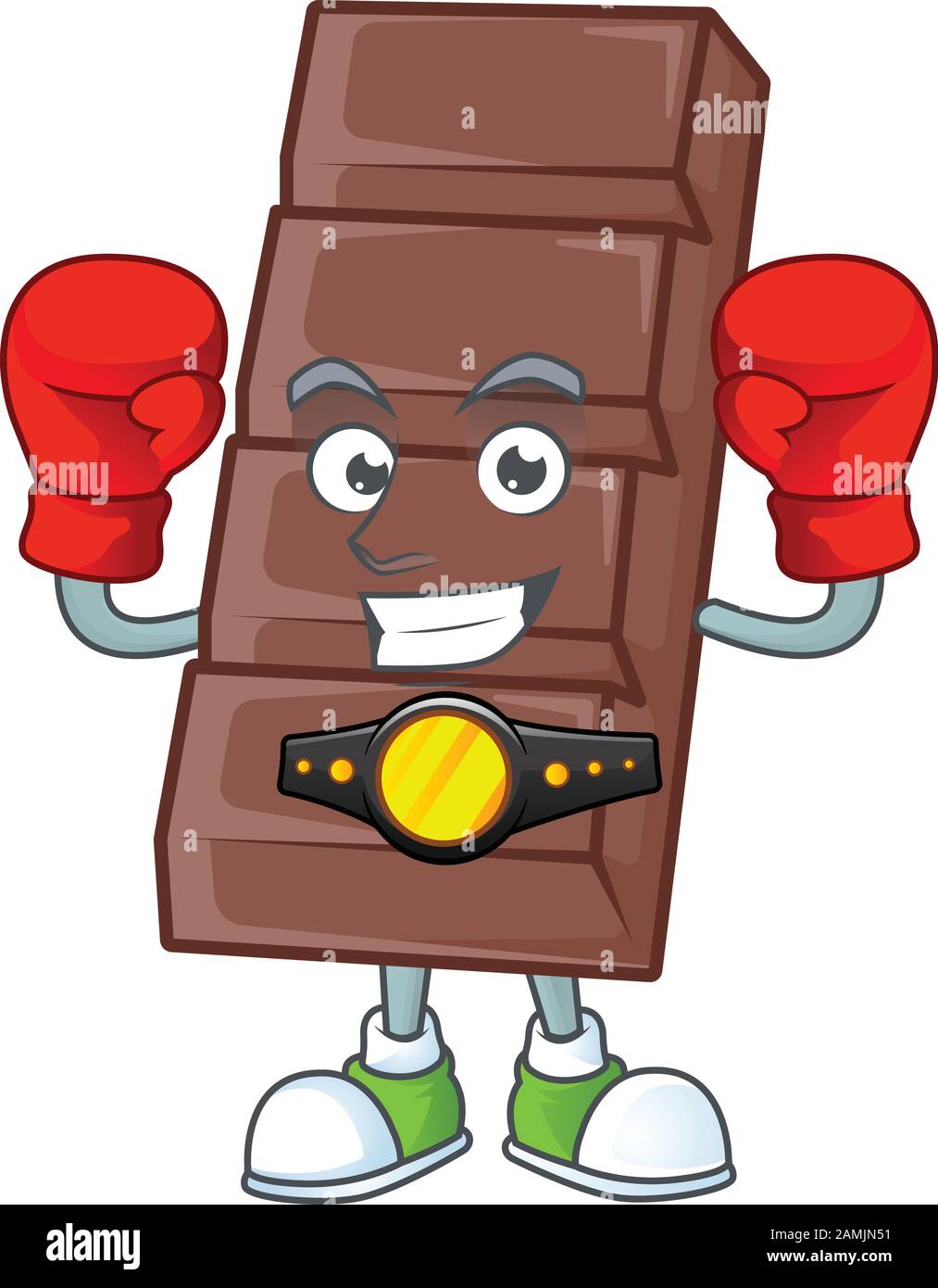 Happy Face Boxing chocolate bar cartoon character design Stock Vector ...