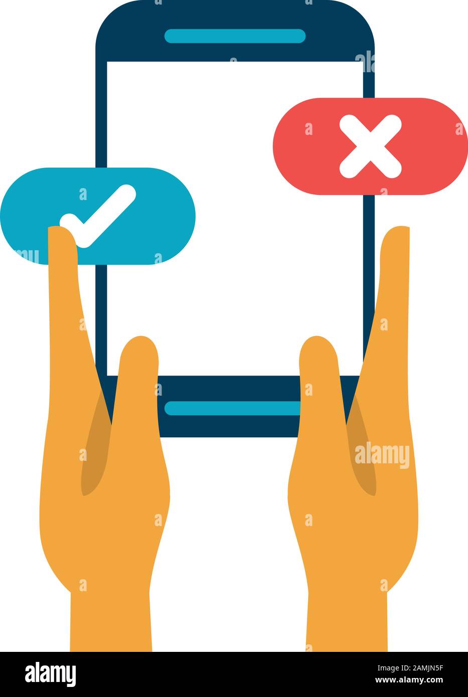 smartphone device with check and x symbols Stock Vector Image & Art - Alamy