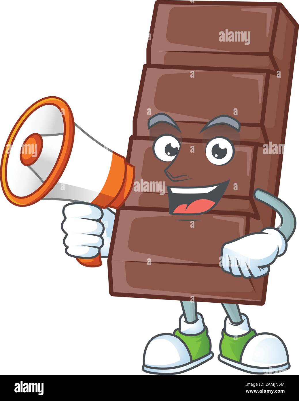 Cool cartoon character of chocolate bar holding a megaphone Stock ...
