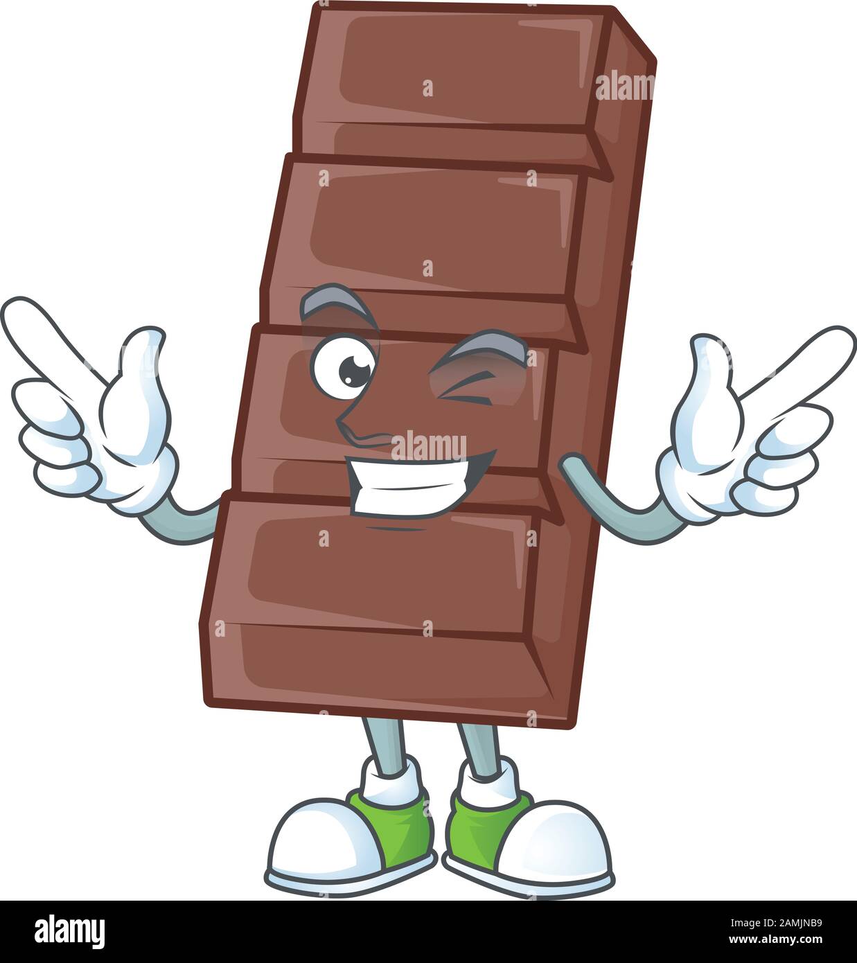 Funny face chocolate bar cartoon character style with Wink eye Stock ...