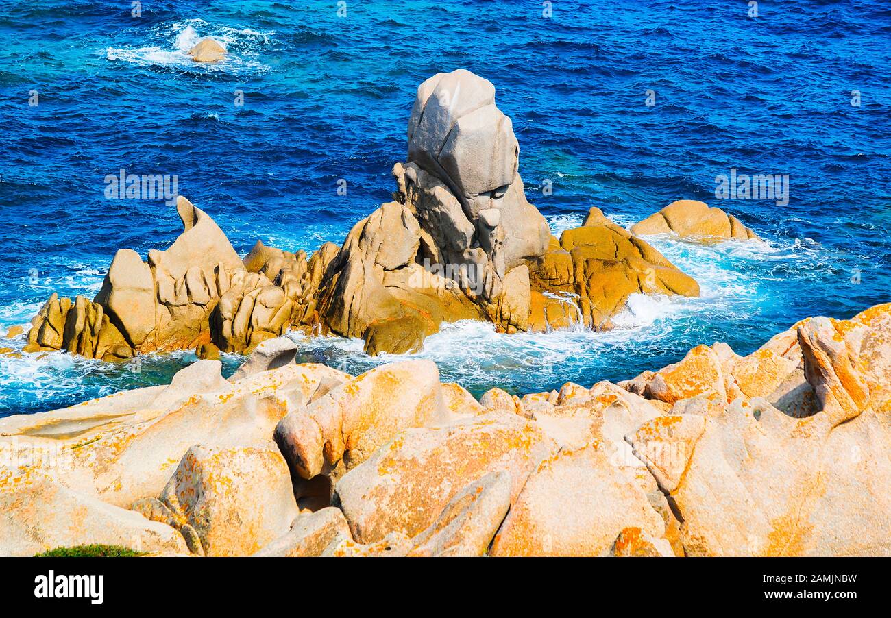 Rocks at Capo Testa in Mediterranean sea Santa Teresa Gallura reflex ...