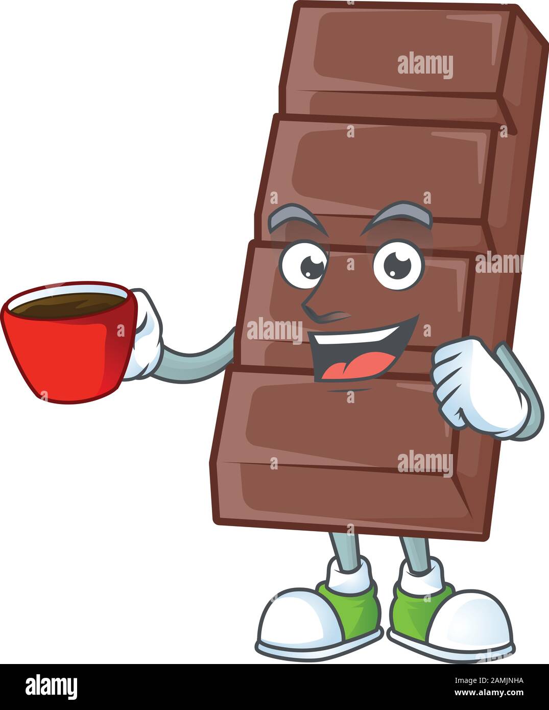 cartoon character of chocolate bar with a cup of coffee Stock Vector ...