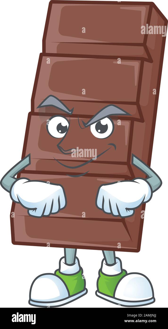 Chocolate bar mascot cartoon character style with Smirking face Stock ...