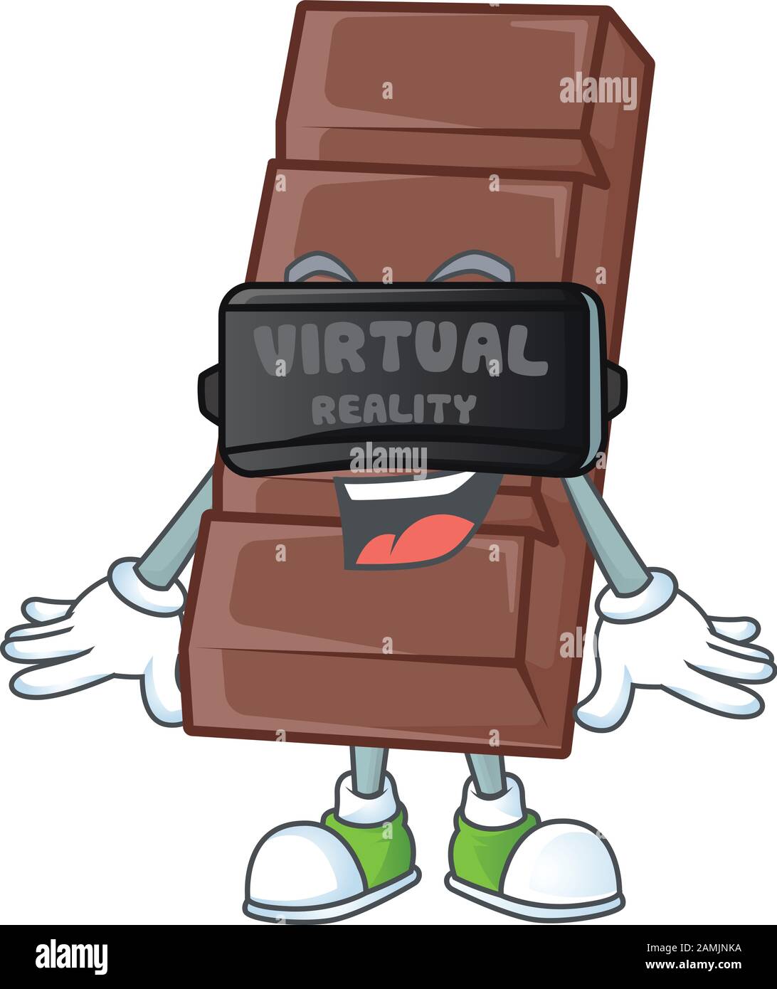 Trendy chocolate bar character wearing Virtual reality headset Stock ...