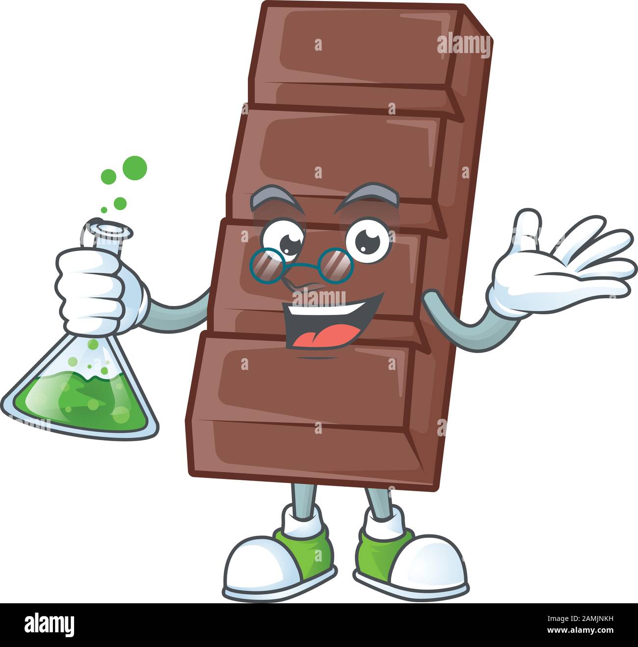 Smart Professor chocolate bar cartoon character with glass tube Stock ...